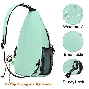 MOSISO Sling Backpack, Multipurpose Crossbody Shoulder Bag Travel Hiking Daypack, Mint Green, Medium