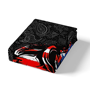 Paisley Duvet Cover Set Twin Size,American Flag Gothic Skull Print Bedding Set 2pcs for Kids Teens Room Decor,Halloween Theme Comforter Cover Soft Breathable Bedspreads Cover with 1 Pillowcase,Black