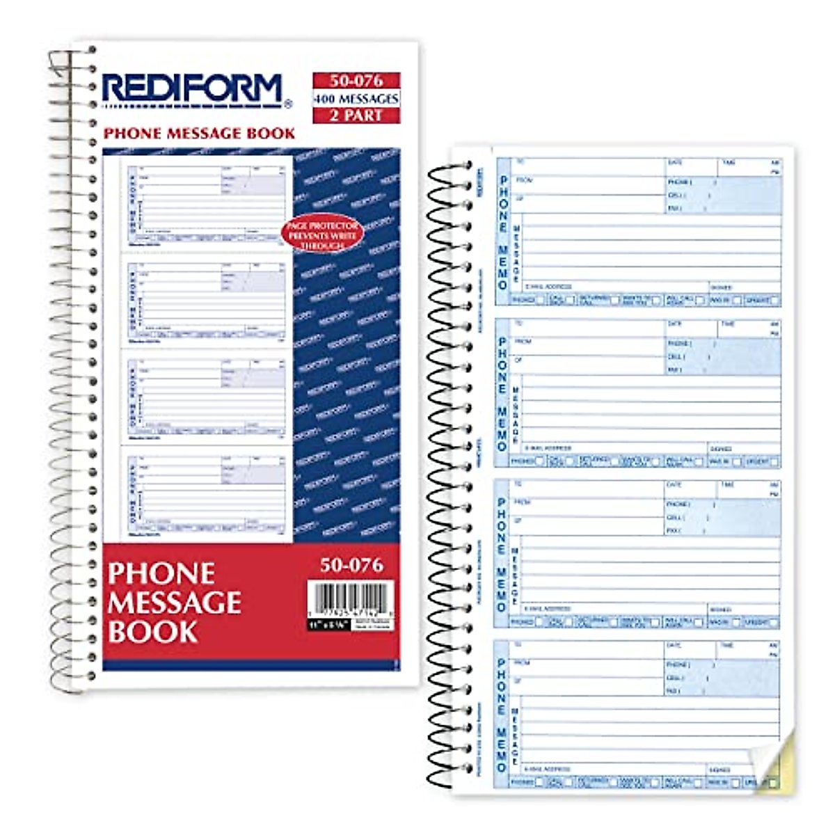 Rediform Telephone Message Book, Two-Part Carbonless, 5 x 2.75, 4 Forms/Sheet, 400 Forms Total