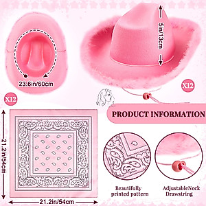 Tarpop 24 Pieces Pink Cowgirl Hat Feather with Paisley Bandanas for Western Cowgirl Party Costume Accessories (Fluffy Style)