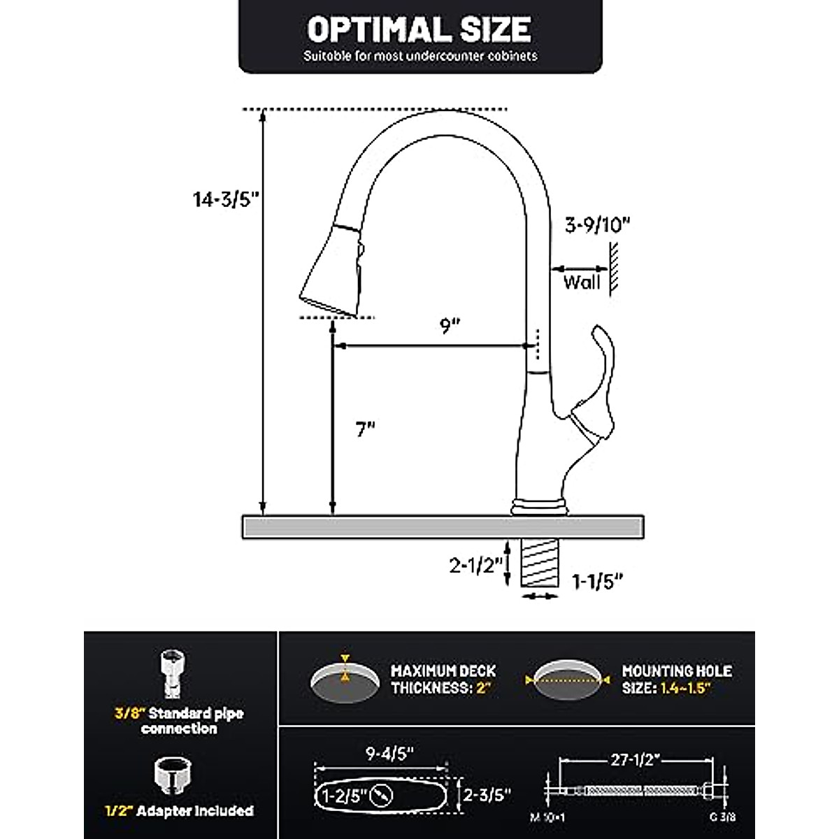 APPASO Pull Down Kitchen Faucet with Sprayer Stainless Steel Brushed Nickel - Single Handle Commercial High Arc Pull Out Spray Head Kitchen Sink Faucets with Deck Plate, Grifos De Cocina