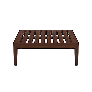 Linon Morningside Wood Indoor/Outdoor Ottoman in Walnut
