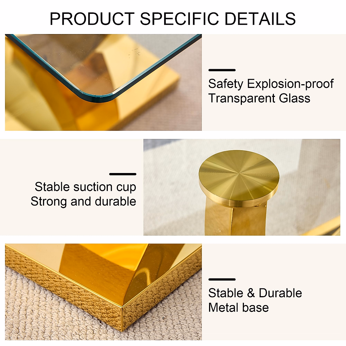 63" Glass Dining Table for 4 to 6 People, Modern Minimalist Kitchen Table with Tempered Glass Tabletop and Gold Metal Base, Large Rectangle Dining Room Table for Kitchen Dining Room