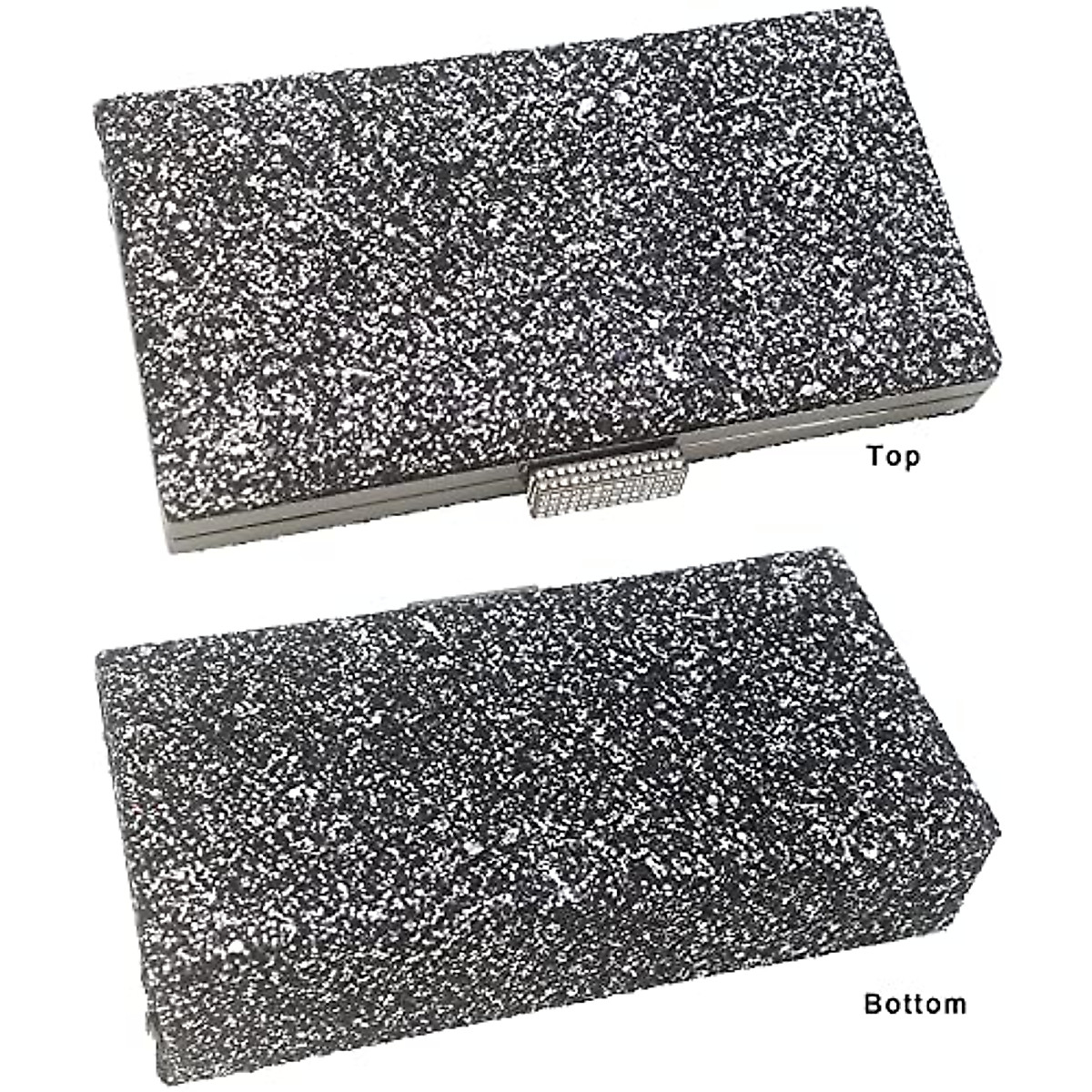 Large Glitter Clutch Evening Handbag for Party Women's Sparkling Clutch Purse Black
