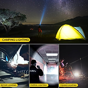 MC-ELIN Rechargeable Flashlight,USB C High Lumens Zoomable Small LED Flashlight 4 Modes Plastic Lantern Torch with Side Light Carabineer Clip Portable Flash Lights for Camping Emergency Cycling