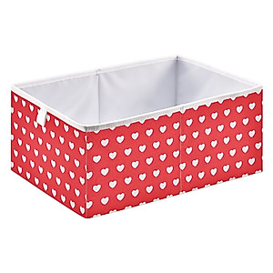 Emelivor Valentines Day Red Hearts Cube Storage Bin Foldable Storage Cubes Waterproof Toy Basket for Cube Organizer Bins for Toys Closet Kids Nursery Boys Girls Clothes Book - 11.02x11.02x11.02 IN