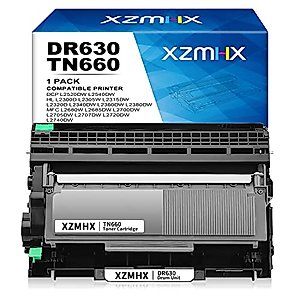 XZMHX Compatible Drum Unit and Toner Cartridge Replacement for Brother TN660 TN 660 TN630 TN 630 DR630 DR 630 High Yield for HL-L2300D HL-L2380DW DCP-L2540DW MFC-L2740DW Printer (DR630+TN660)