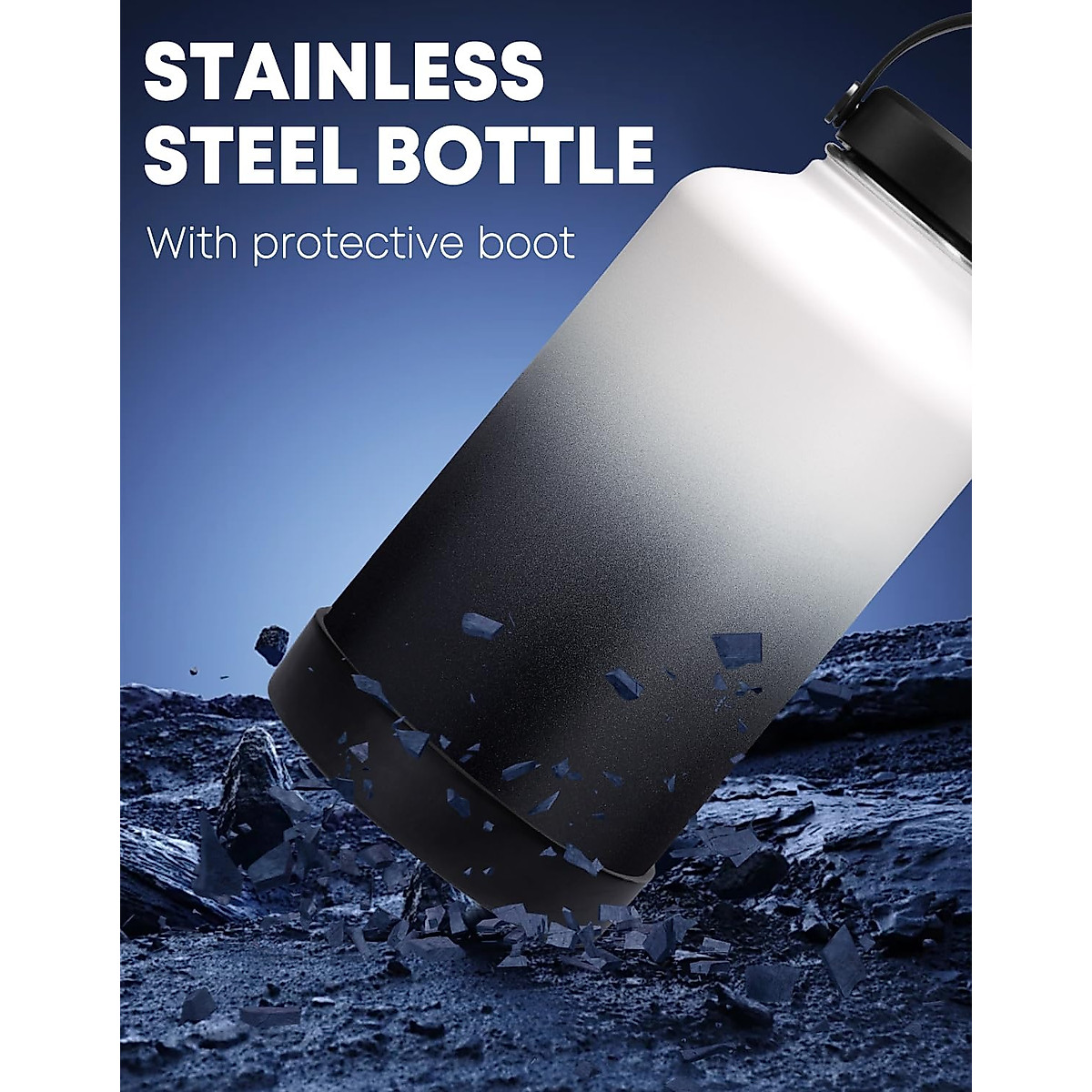 64 OZ Insulated Water Bottles with Straw - Waterbottle Carrier with Strap, Protective Boot & Paracord Handle, Stainless Steel Water Flask Canteen