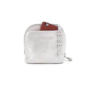 HOBO Nash Compact Crossbody Leather Bag for Women, Silver