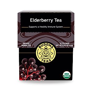 Buddha Teas - Organic Elderberry - Herbal Tea - For Health & Wellbeing - With Antioxidants & Minerals - Clean Ingredients - Caffeine Free - 100% Kosher & Non-GMO - 18 Tea Bags (Pack of 1)