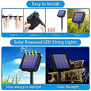 YYGB Solar String Lights Outdoor, 100 LED 10M Solar Garden Lights, Waterproof Copper Wire Solar Fairy Lights with 8 Modes, for Tree, Garden, Home, Wedding, Party