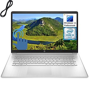 HP 2023 17 17.3" Touchscreen HD+ Business Laptop Computer, 12th Gen Intel 10-Core i5-1235U (Beat i7-1195G7), 32GB DDR4 RAM, 1TB PCIe SSD, WiFi, Bluetooth 5.0, Silver, Windows 11 Pro, BROAG Cable