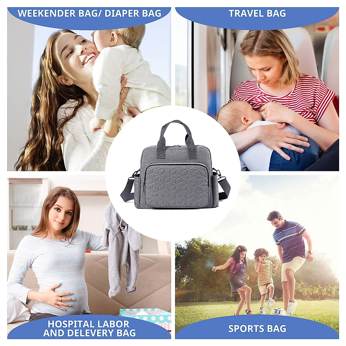 Diaper Bag Tote Mommy Bag - Corssbody Diaper Bag Shoulder Bag for Labor and Delivery, Large Capacity Waterproof Baby Bag for Mom Travel, Baby Necessities Bag