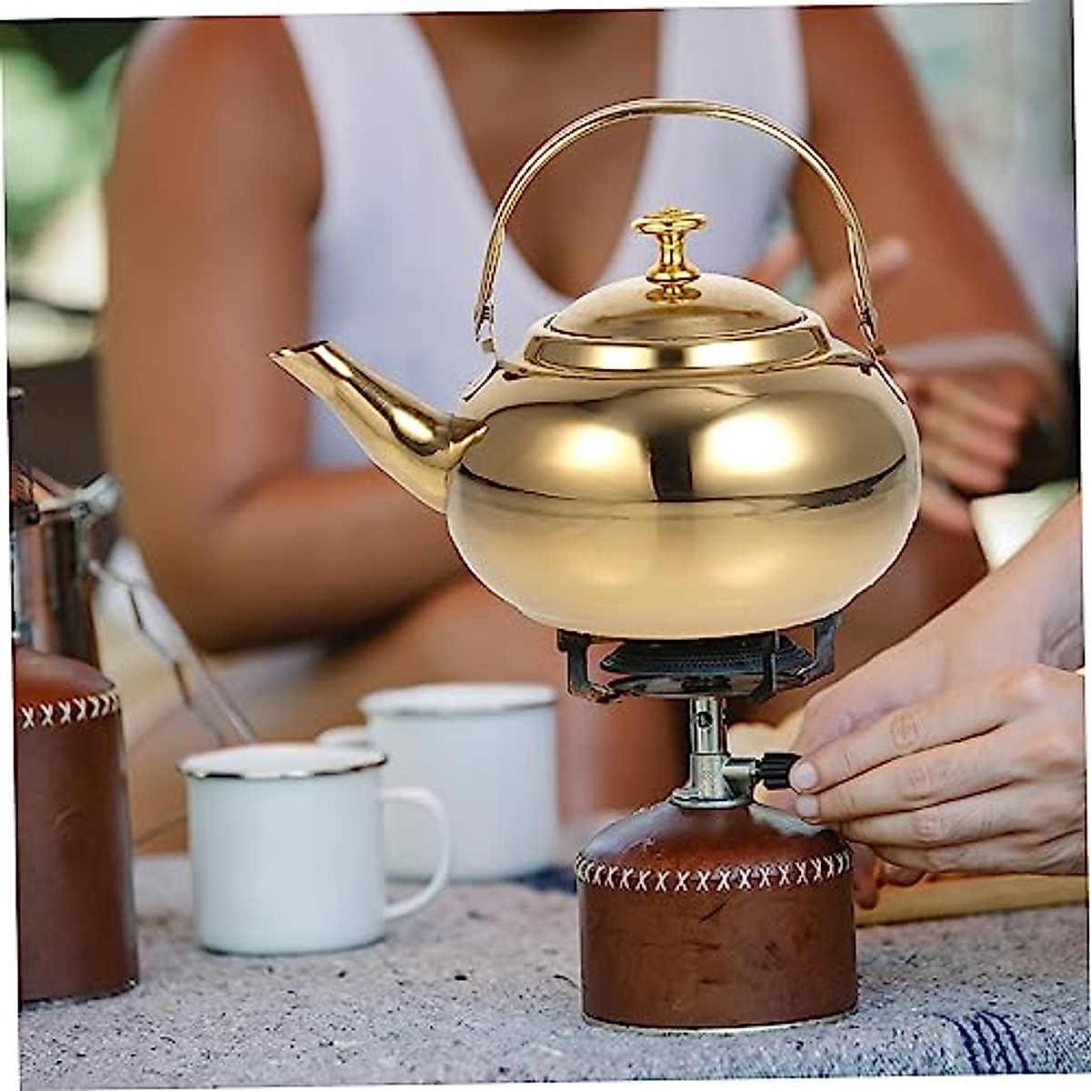 1pc Stainless Steel Exquisite Pot Water Kettle Portable Stove Coffee Pot Portable Espresso Machine Household Teakettle Portable Heater Gas Practical Tea Kettle Portable Teakettle PAMINGONO
