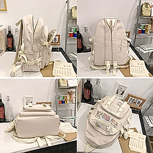 Kawaii Backpack with Pins Multi-Pocket Cute Accessories School Bag Rucksack Large Capacity for Girls Teens (Green)