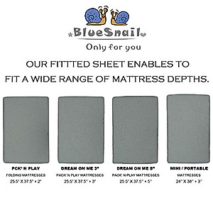 BlueSnail Waterproof Fitted Pack N Play Playard Sheet- Fits All Baby Portable Mini Cribs, Play Yards and Foldable Mattresses (2 Pack, Heather Gray)