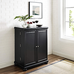 Crosley Furniture Alexandria Expandable Bar Cabinet with Storage Shelves, Drawer, and Wine Rack, Black