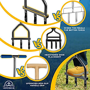 Hermsche Lawn Aerator Coring Tool Plug Aeration Manual 3 Core with Slope Top Half-Open Slot Hollow Tine Plug Core Aerators Heavy Duty Tool for Compacted Soils and Lawns Yard Garden