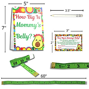 How Big is Mommys Belly Game cinta para medir la panza Measure the Belly Baby Shower Game 62 Piece for 50 Players Fiesta Avocado cielito lindo baby shower Game