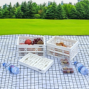 ZHJINGYU crates for storage,plastic baskets for organizing,collapsible shopping basket,foldable crate with Handles,collapsible storage crate,car basket,for Kitchen,Bathroom,Medicine (White, S)