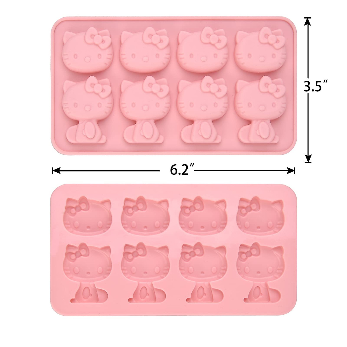Hello Kitty Silicone molds,Small ice mold,Chocolate tray for Sugarcraft, Birthday Cake Decoration, Gum paste Icing, Candy Chocolate Cupcake Topper Decorating and DIY Baking Tools 8 Cups 2 pack