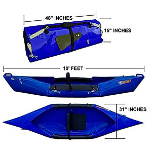 Tucktec Advanced 10 Foot Foldable Kayak Folding Canoe, Portable Lightweight, Boat Fits in Your Car No Roof Rack Needed, Stronger Than Inflatable, for Kids or Adult (Blue 2022)