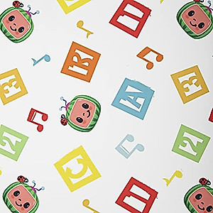 CoComelon Sheet Set - Fits Toddler Bed or Crib Mattress - Fitted Sheet and Pillow Case, White + Green