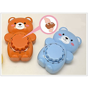 Golandstar Cute Cartoon Bear Timers 60 Minutes Mechanical Kitchen Cooking Timer Clock Loud Alarm Counters Manual Timer (Brown)