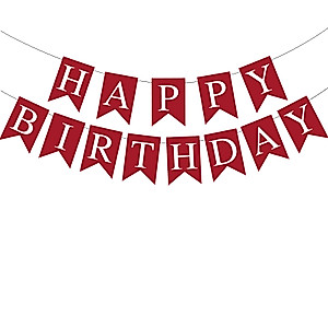 GLASNES Red Happy Birthday Banner Swallowtail Flag Happy Birthday Banner for Kids, Girls, Boys, Men, Women Party Supplies Decorations