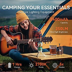 Camping Lantern, Aluminum Alloy Battery Powered Camping Lights, 5 Modes Battery Operated Lantern，Portable Flashlight for Power Outages, Emergency, Hurricane, Hiking