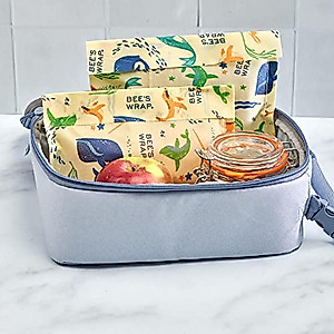 Bee's Wrap - Snack & Sandwich Bags - Made in the USA with Certified Organic Cotton - Plastic and Silicone Free - Eco-Friendly Reusable Vegan Food Wrap - Under the Sea Print