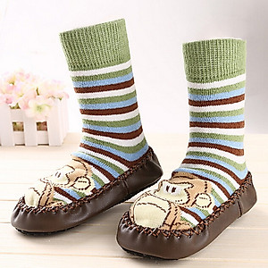 KF Baby Toddlers Boys Girls Non-Skid Slipper Socks Value Pack [3 Pairs]