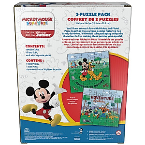 Disney Mickey Mouse, 2-Puzzle Pack 36-Piece Jigsaw Puzzles Storage Tubes Disney Toys Mickey Mouse Clubhouse Kids Puzzles Disney Gifts, for Ages 4 and up