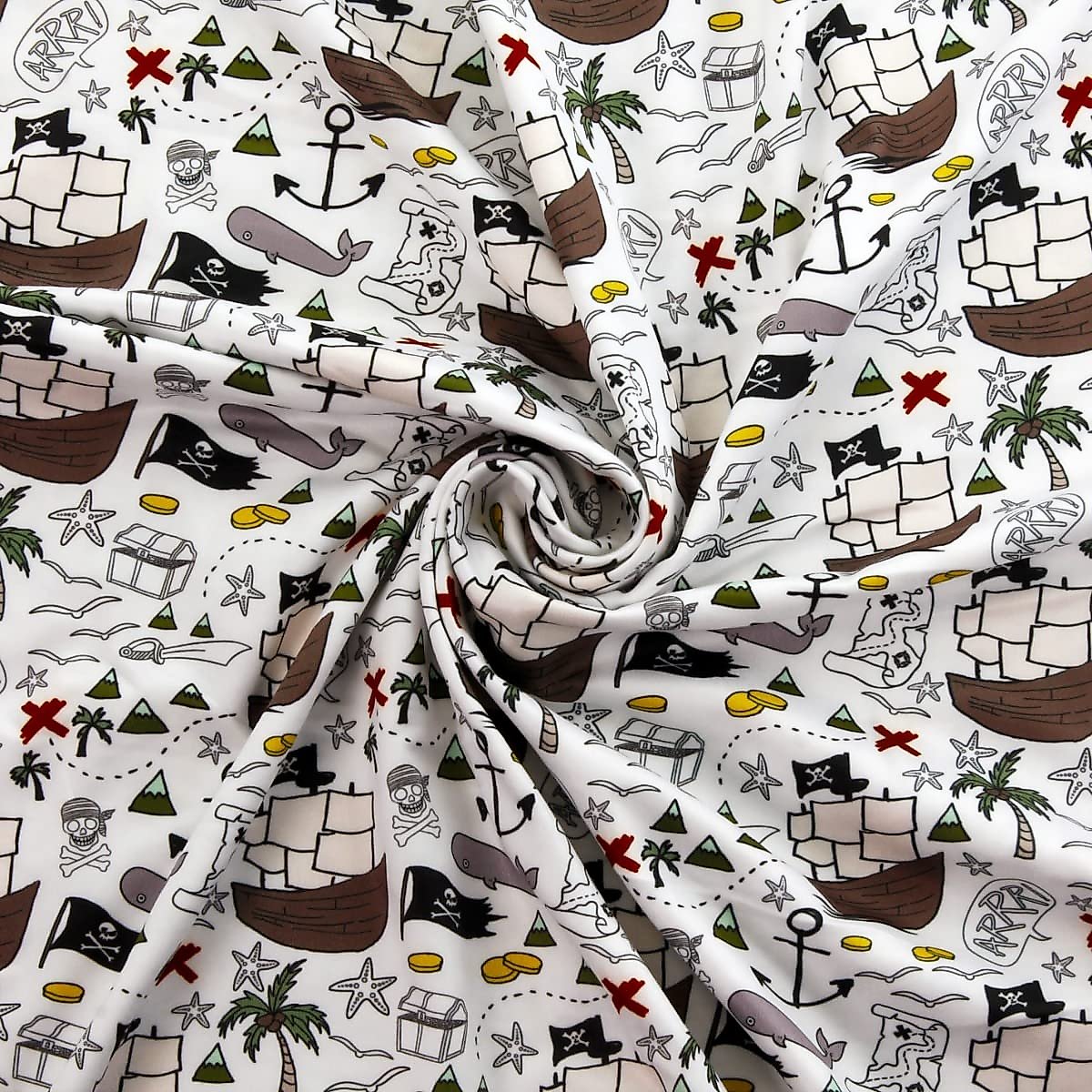 Ahoy Matey Pirates DBP Fabric - Double Brushed Polyester 4 Way Stretch - 1/2 yard