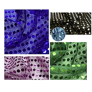 YYCRAFT Dot Sequins On Metallic Mesh Fabric by The Yard Seasonal Fabric 43" Wide 2 Yards, Decoration, Backdrop-Orange