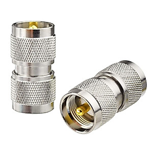 DHT Electronics RF coaxial Coax Adapter UHF Male to Male PL-259 Connector Pack of 2