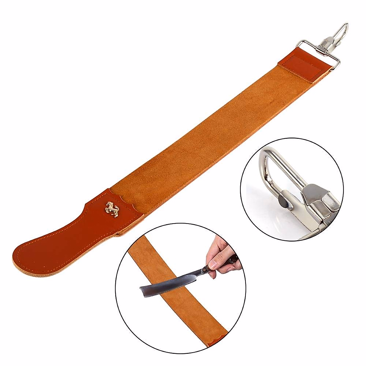 Shaving Strop, double sided leather Strop Strap Barber Straight Razor Folding Knife Shave Sharpener Sharpening Belt for Sharpening Straight Razors and Most Knives