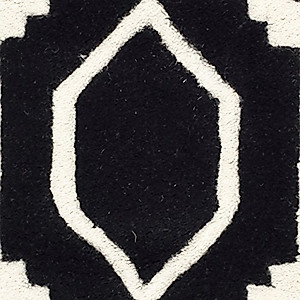 SAFAVIEH Chatham Collection 2' x 3' Black/Ivory CHT731K Handmade Geometric Premium Wool Accent Rug