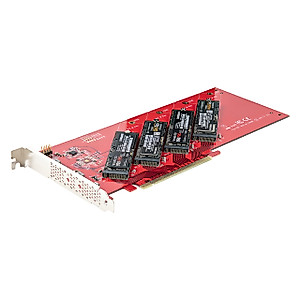 StarTech.com Quad M.2 PCIe Adapter Card, PCIe x16 to Quad NVMe or AHCI M.2 SSDs, PCI Express 4.0, 7.8GBps/Drive, Bifurcation Required, Windows/Linux Compatible (QUAD-M2-PCIE-CARD-B)