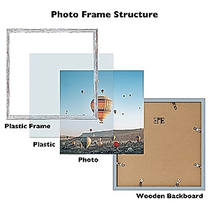 JCJMY 12x12 inch Picture Frame, Horizontal and Vertical Formats for Wall Hanging, 12 x 12 Wall Gallery Poster Photo Frame with Durable Shatter Resistant Plexiglass, Rustic White