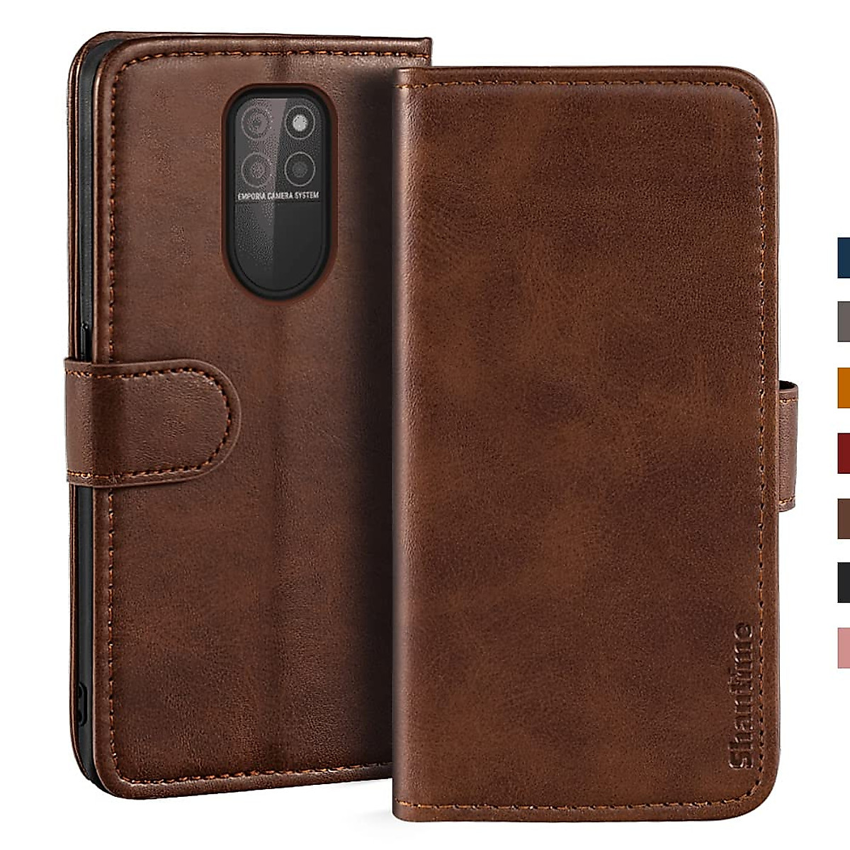 for Emporia Smart 5 Case, Leather Wallet Case with Cash & Card Slots Soft TPU Back Cover Magnet Flip Case for Emporia Smart 5 (5.5”) Brown