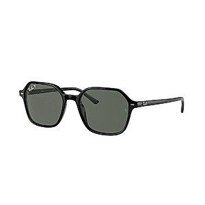 Ray-Ban RB2194 John Square Sunglasses, Black/G-15 Green Polarized, 51 mm