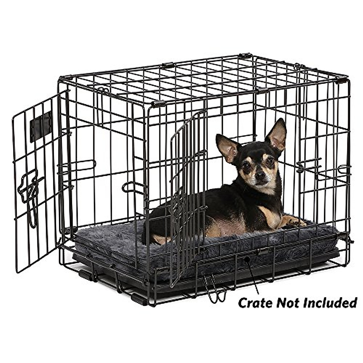 MidWest Homes for Pets 18L-Inch Gray Dog Bed or Cat Bed w/ Comfortable Bolster|Ideal for 'Toy' Dog Breeds&Fits an 18-Inch Dog Crate|Wash&Dry|1-Year Warranty,Charcoal Gray,Model:40218-GY