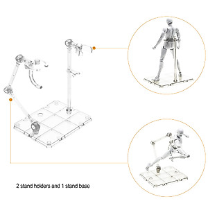 3 Pack Action Figure Stand, Transparent Assembly Action Figure Display Holder Base Model Support Stand Compatible with 6" HG/RG/SD Gundam 1/144 Toy with Screwdriver