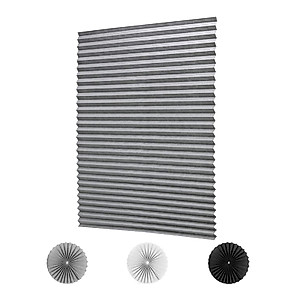 LUCKUP 2 Pack Cordless Light Filtering Pleated Fabric Shade,Easy to Cut and Install, with 4 Clips (36"x72"- 2 Pack, Grey)