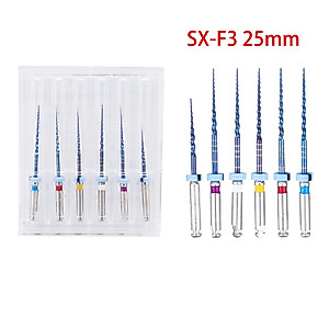6Pcs S1-F3 Endodontics Files Heat Acticated NiTi Engine Use Super Rotary File 21mm/25mm Endo File (25mm)