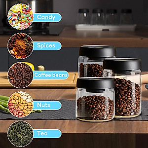 La Llareta 1200ml/42.3oz Vacuum Glass Coffee Storage Jar, Borosilicate Glass Canister, Sealed Container with ABS Lid, for Coffee, Spices, Biscuits