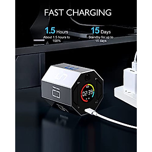 MELOHO Pomodoro Timer for Office Productivity, Magnetic Visual Timer with Flip Countdown, Silent & Alarm, Ideal ADHD Tools for Adults/Kids, Small Cube Digital Timer for Kitchen Cooking (Light Grey)