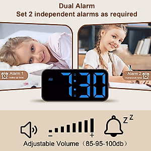 Topski Loud Alarm Clocks for Bedrooms Heavy Sleepers, Digital Clock with Night Light, Large Display, Dual Alarm, Snooze, Dimmable Bedside Alarm Clock for Kids Teens Boys Girls