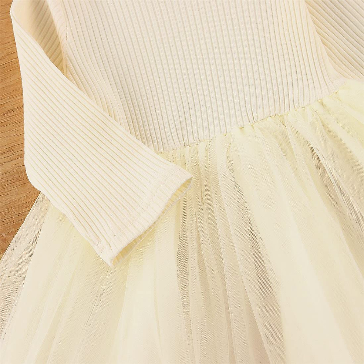 Toddler Baby Girls Winter Dress Tutu Dresses Long Sleeve Infant Children Clothes for 1-5Years (Beige, 4-5T)